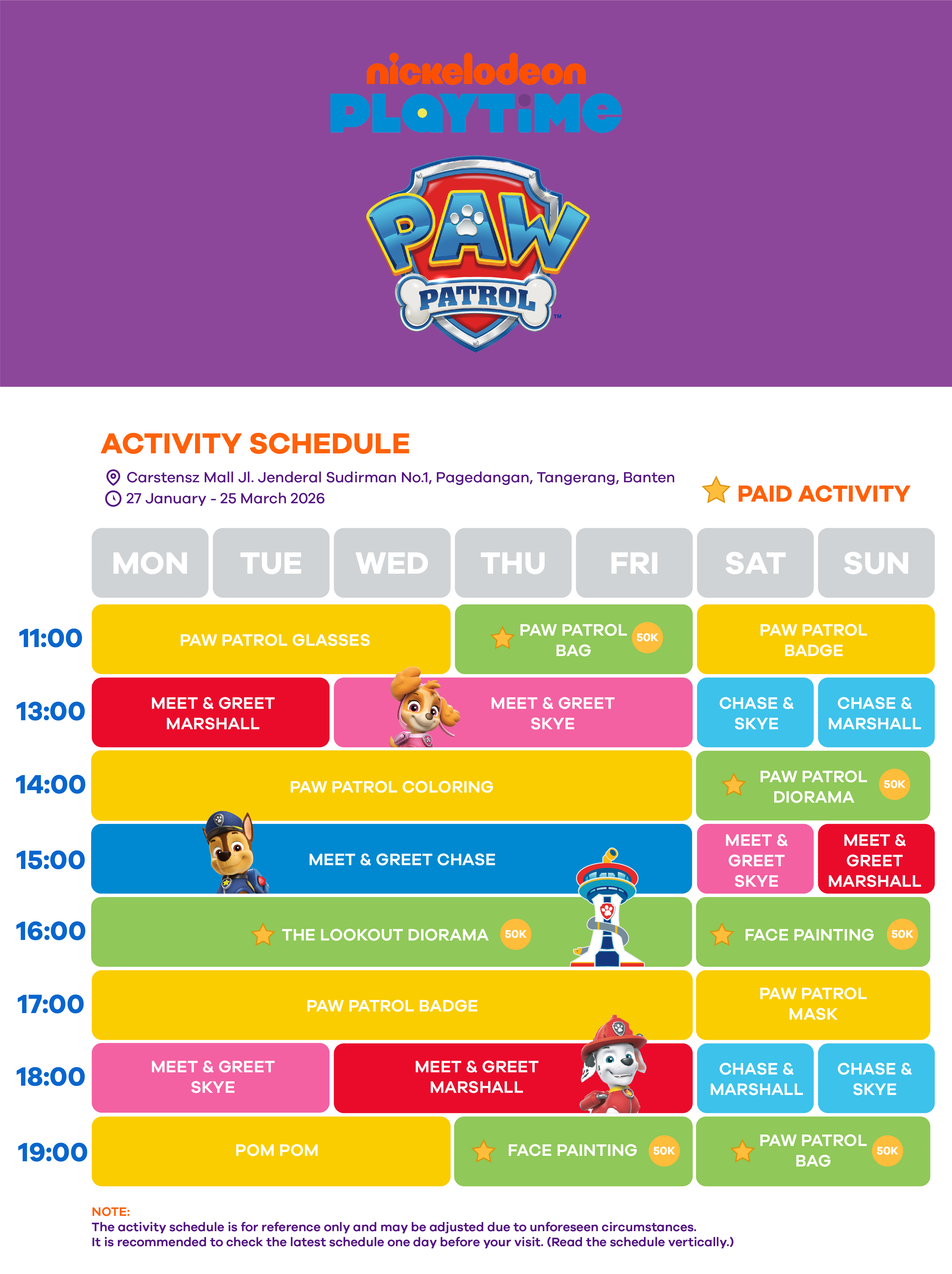 Activity Schedule-Nickelodeon Playtime
